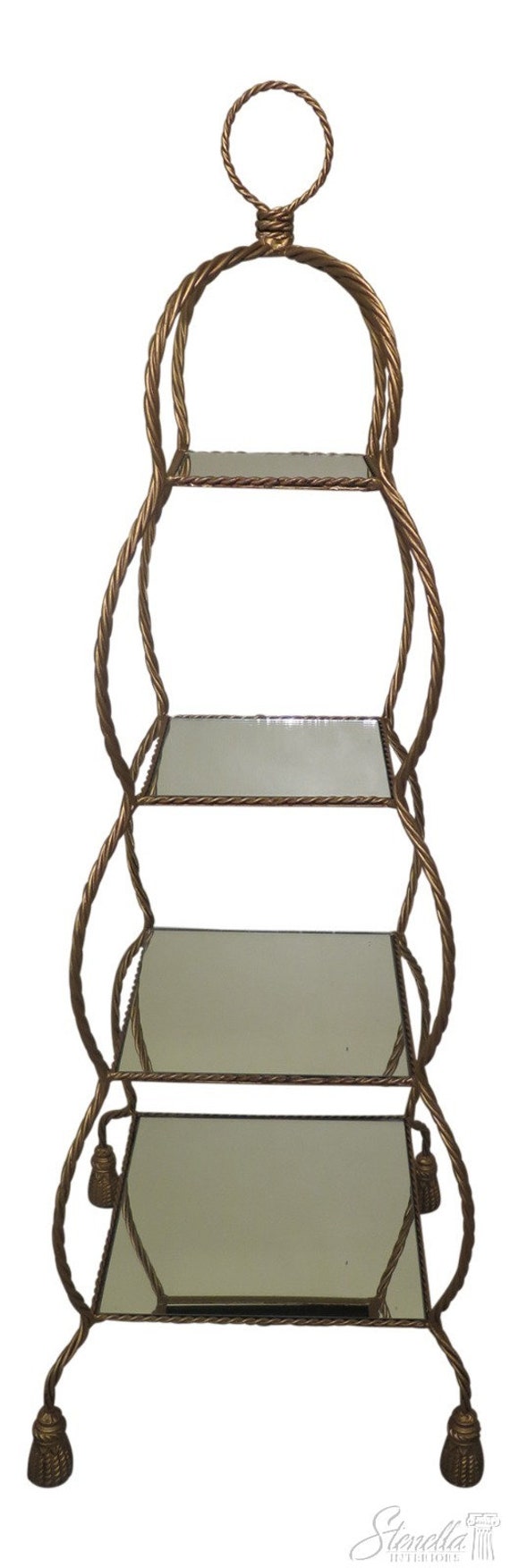 31295EC Gold Decorated Iron Tassel Designed Mirrored Tall Etagere Shelf Etsy