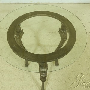52280EC: Round Glass Top Griffin Base Occasional Table - Etsy