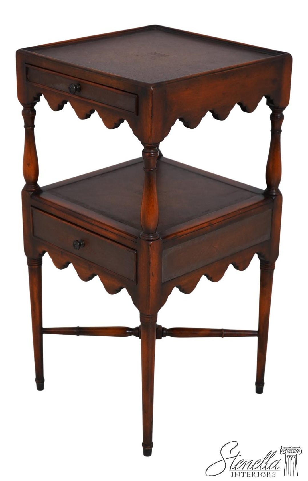L66781: THEODORE ALEXANDER Leather Top Mahogany Nightstand Table - Etsy