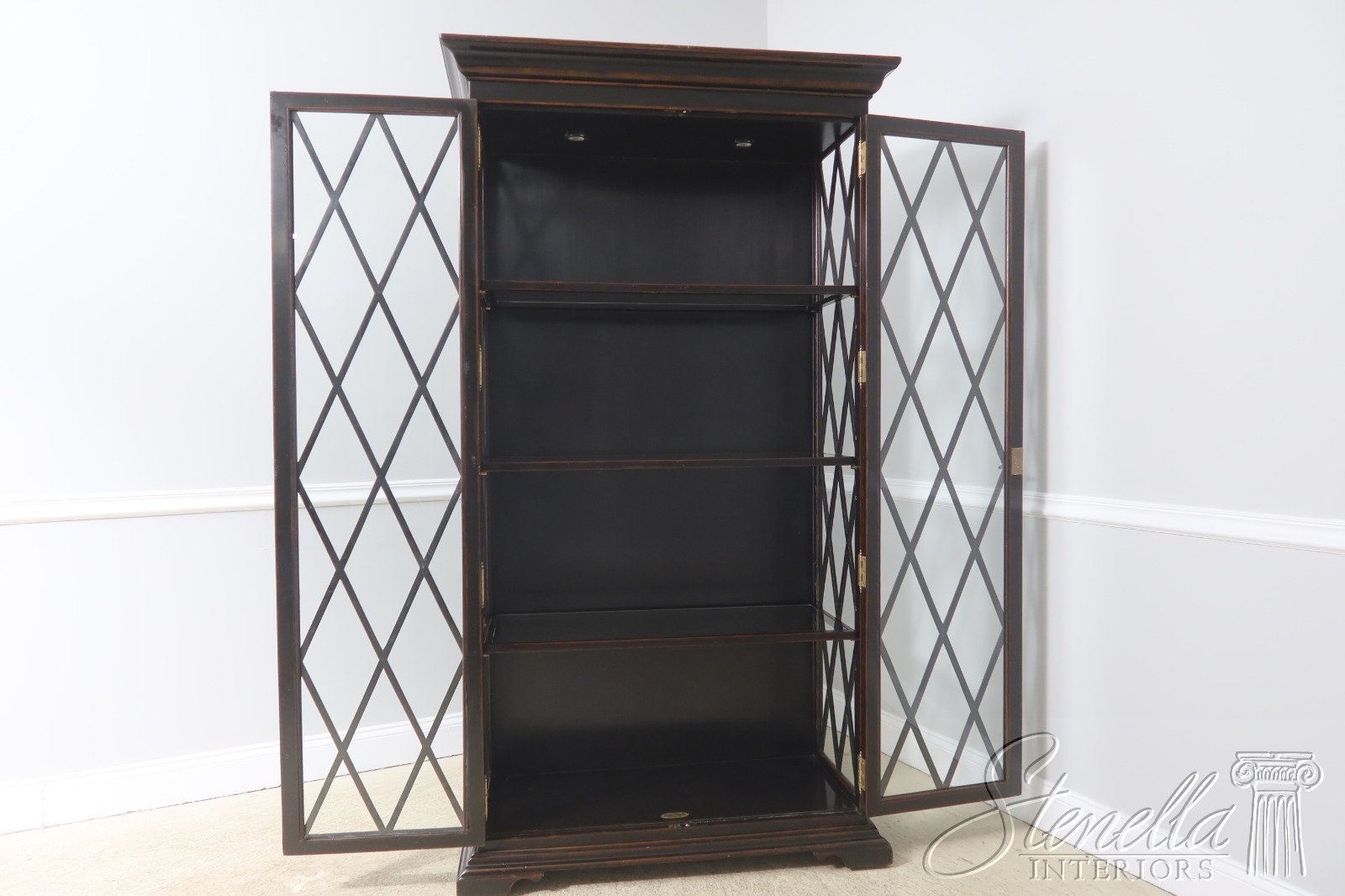 54728EC THEODORE ALEXANDER Distressed Finish Black Curio Cabinet ...
