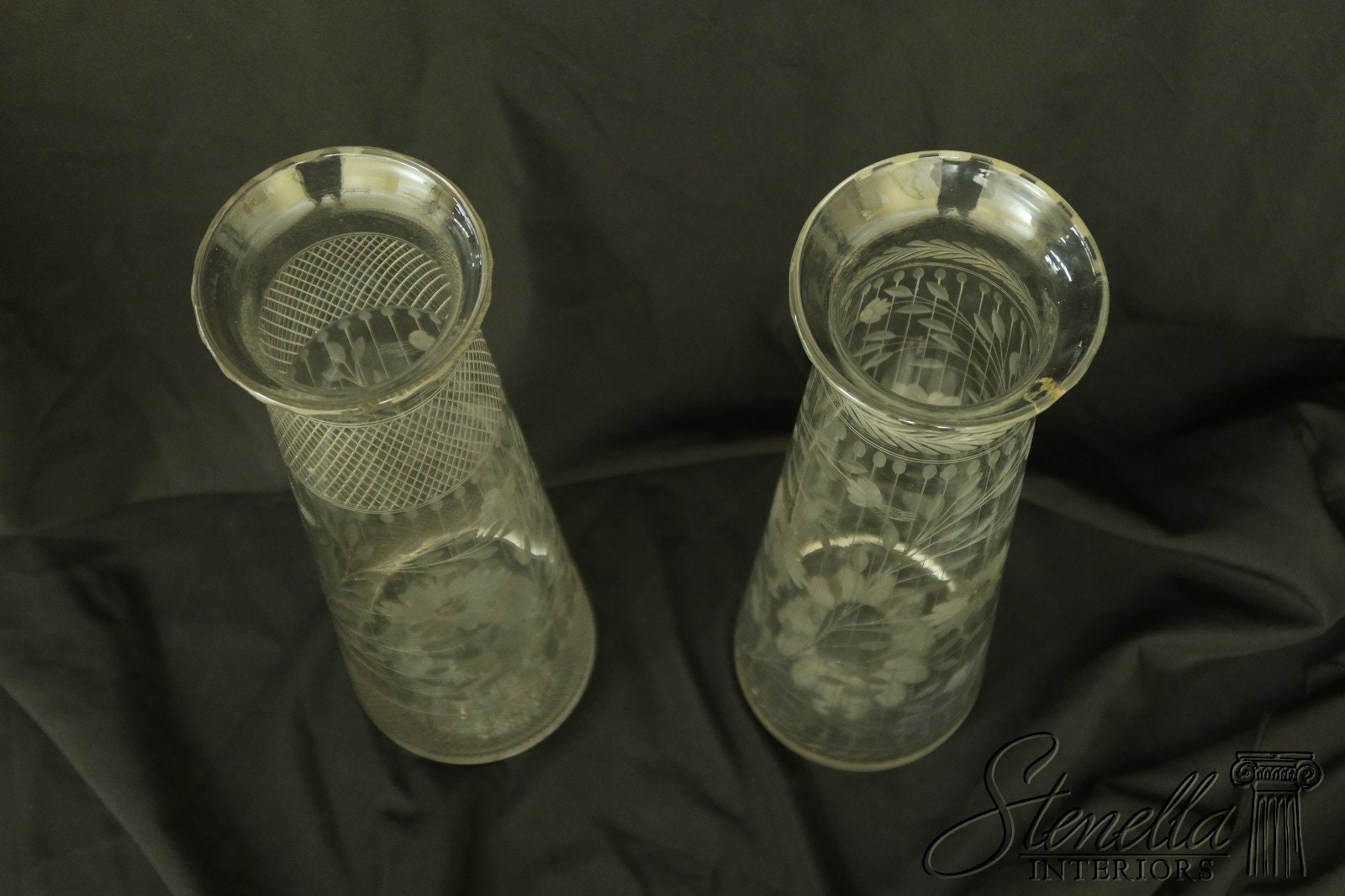 F52168EC: Pair Antique Etched Glass Crystal Vases - Etsy