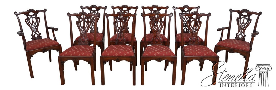 L61847EC: Set of 10 BEVAN FUNNELL Chippendale Mahogany Dining Room ...