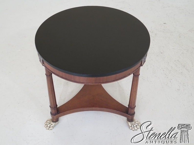46191EC: DREXEL Round Neoclassical Side Table W. Brass Feet - Etsy