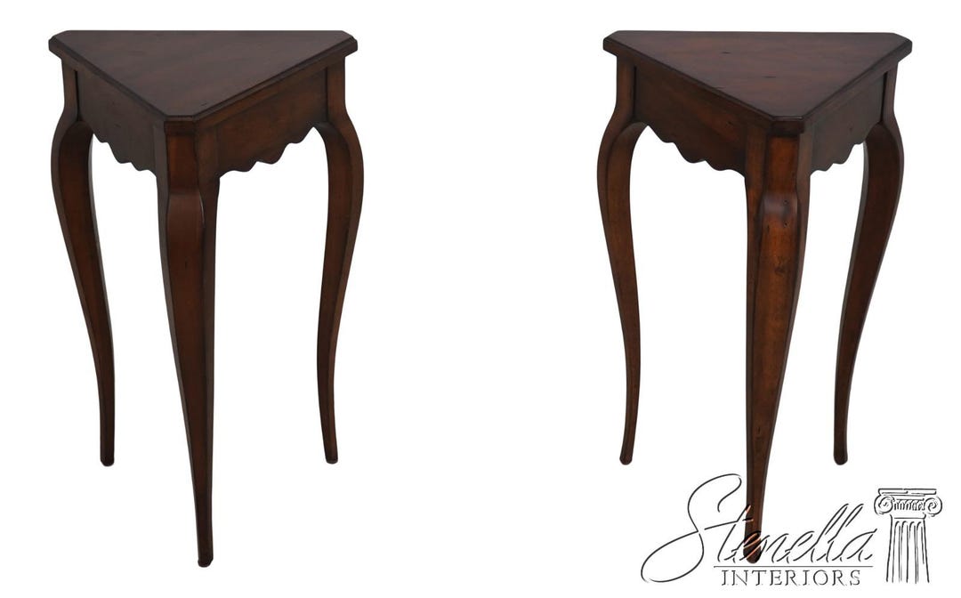 67070: Pair ETHAN ALLEN Country French Triangle Accent Tables - Etsy