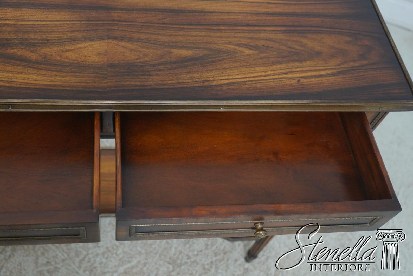 68612: THEODORE ALEXANDER French Louis Style Bronze Trim Console Table ...