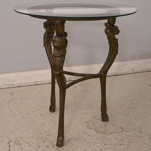 52280EC: Round Glass Top Griffin Base Occasional Table - Etsy