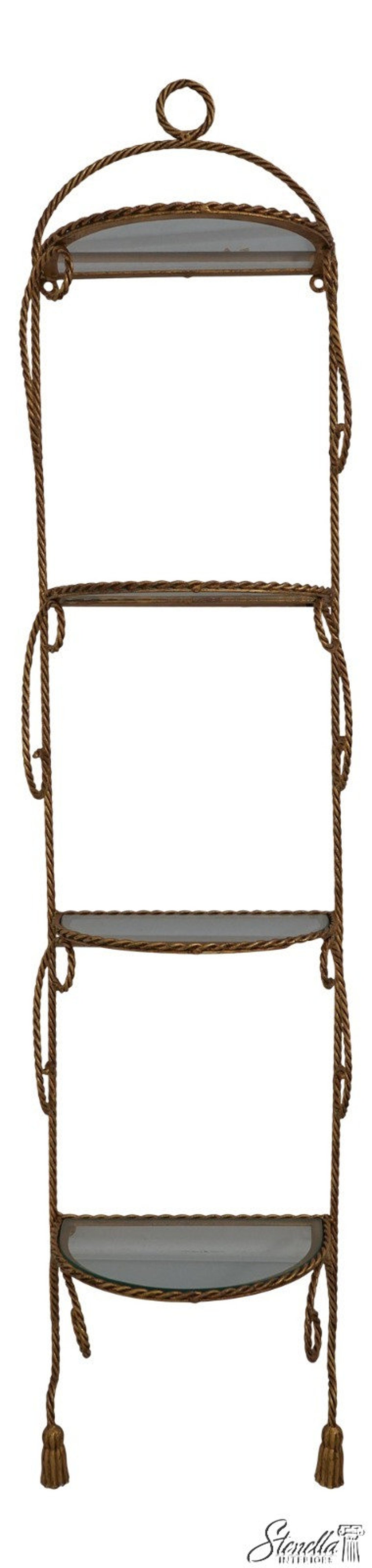 F60367EC: Italian Rope & Tassel Gold Finish Iron Hanging Display Shelf ...