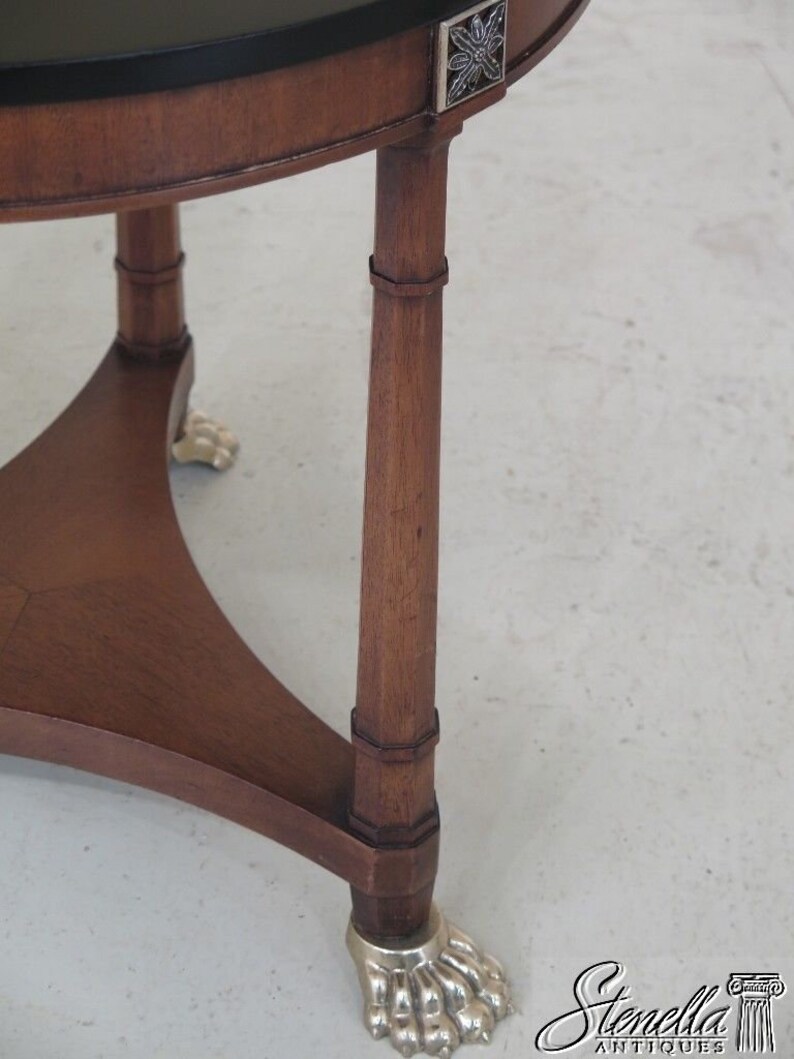 46191EC: DREXEL Round Neoclassical Side Table W. Brass Feet - Etsy