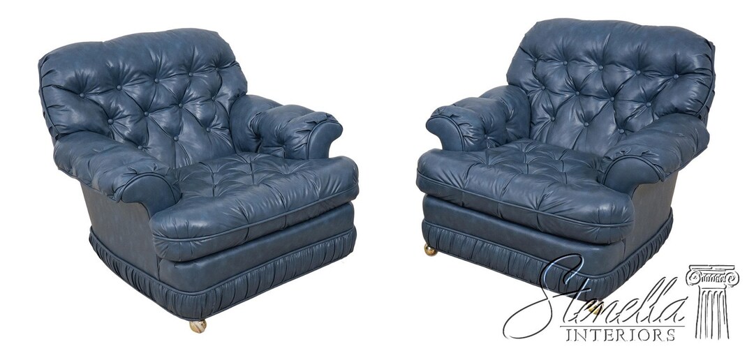 60072EC: Pair BENCH CRAFT Tufted Faux Leather Club Chairs - Etsy