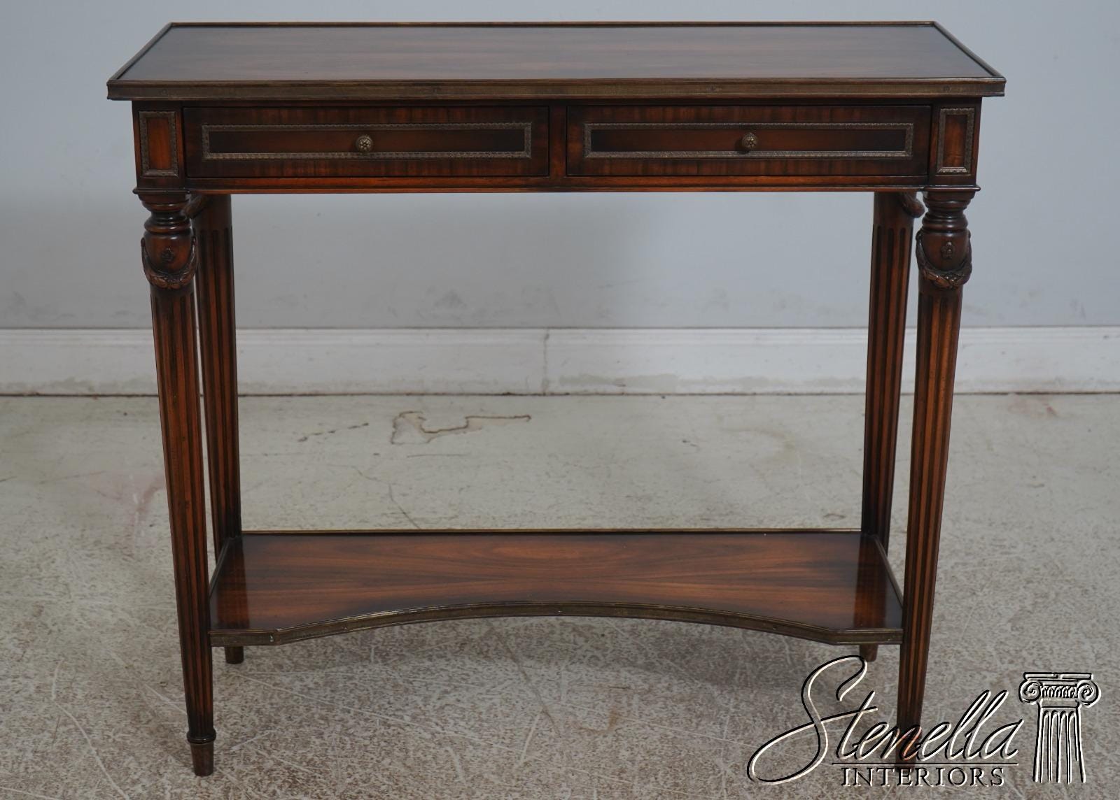 68612: THEODORE ALEXANDER French Louis Style Bronze Trim Console Table ...