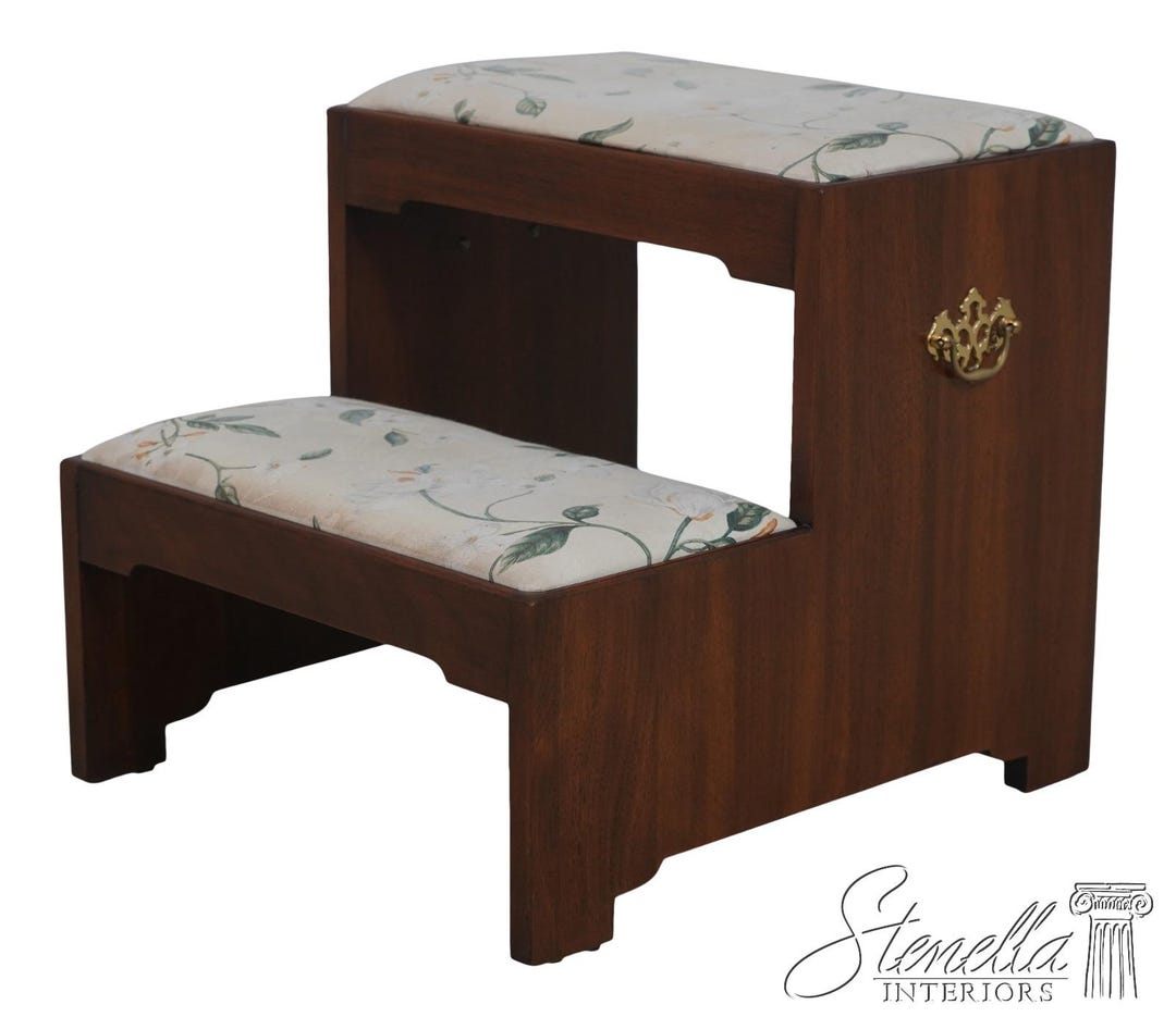 69138: HENKEL HARRIS Walnut Upholstered Tread Bed Steps - Etsy