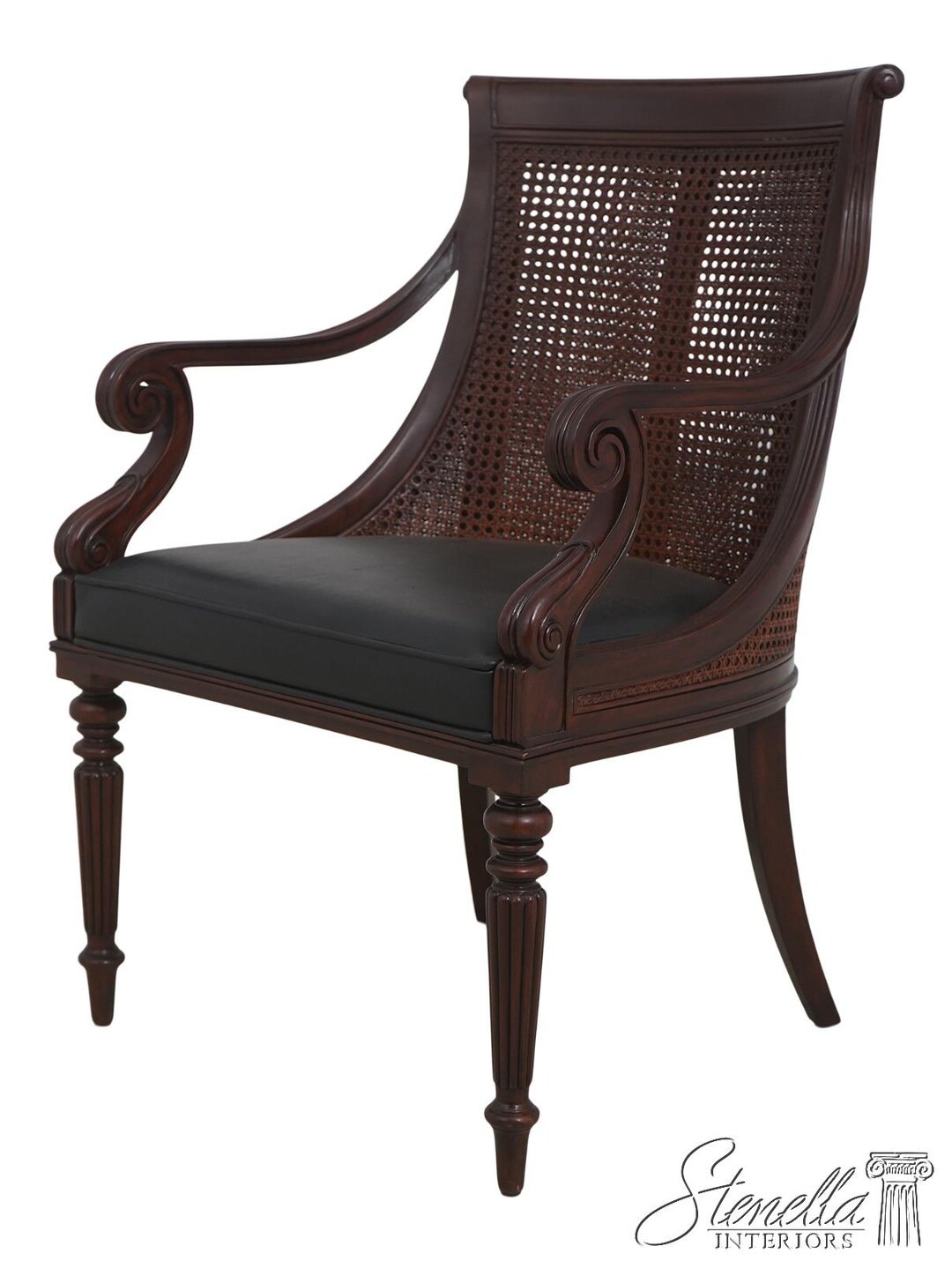 71272: THEODORE ALEXANDER Regency Style Double Cane Back Leather Seat ...