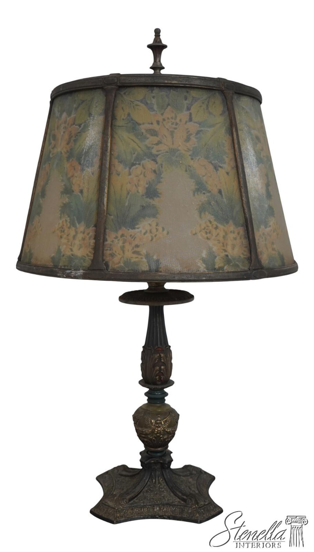 F69184: Vintage Large 1920s Reverse Painted Curved Glass Table Lamp - Etsy