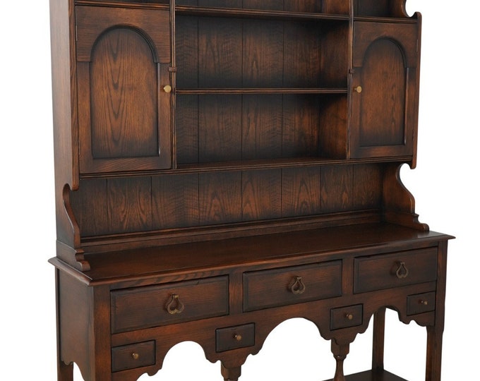 L62694EC: Pine Shop Solid Oak Step Back Hutch Cupboard - Etsy