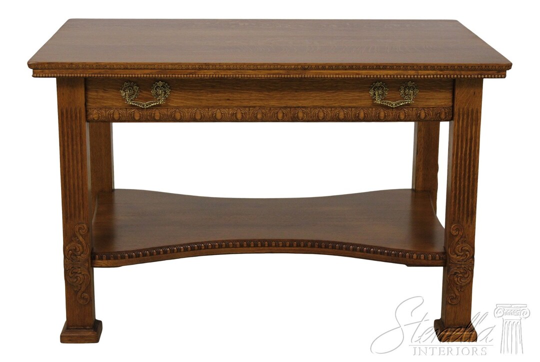F56648EC: Antique Victorian Oak Restored Library Desk - Etsy