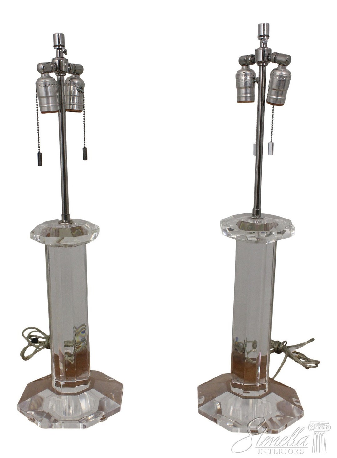 F59310EC: Pair Modern Design Lucite Table Lamps W. Chrome - Etsy