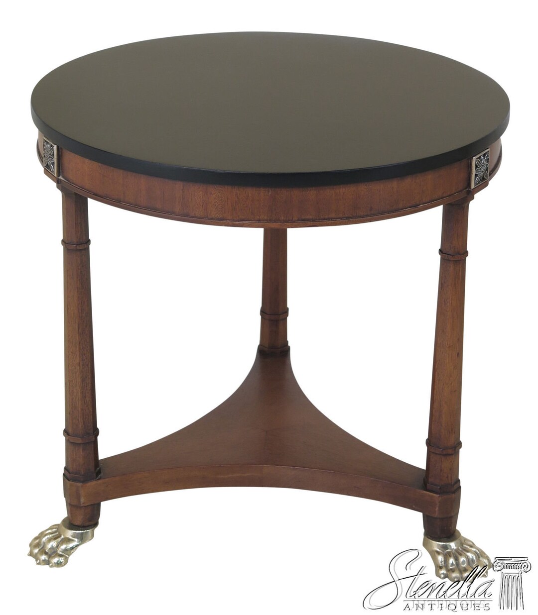 46191EC: DREXEL Round Neoclassical Side Table W. Brass Feet - Etsy