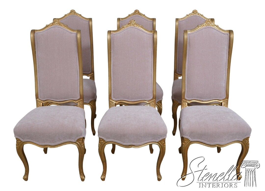 L61992EC: Set of 6 French Louis XV Gold Finish Dining Room Chairs - Etsy