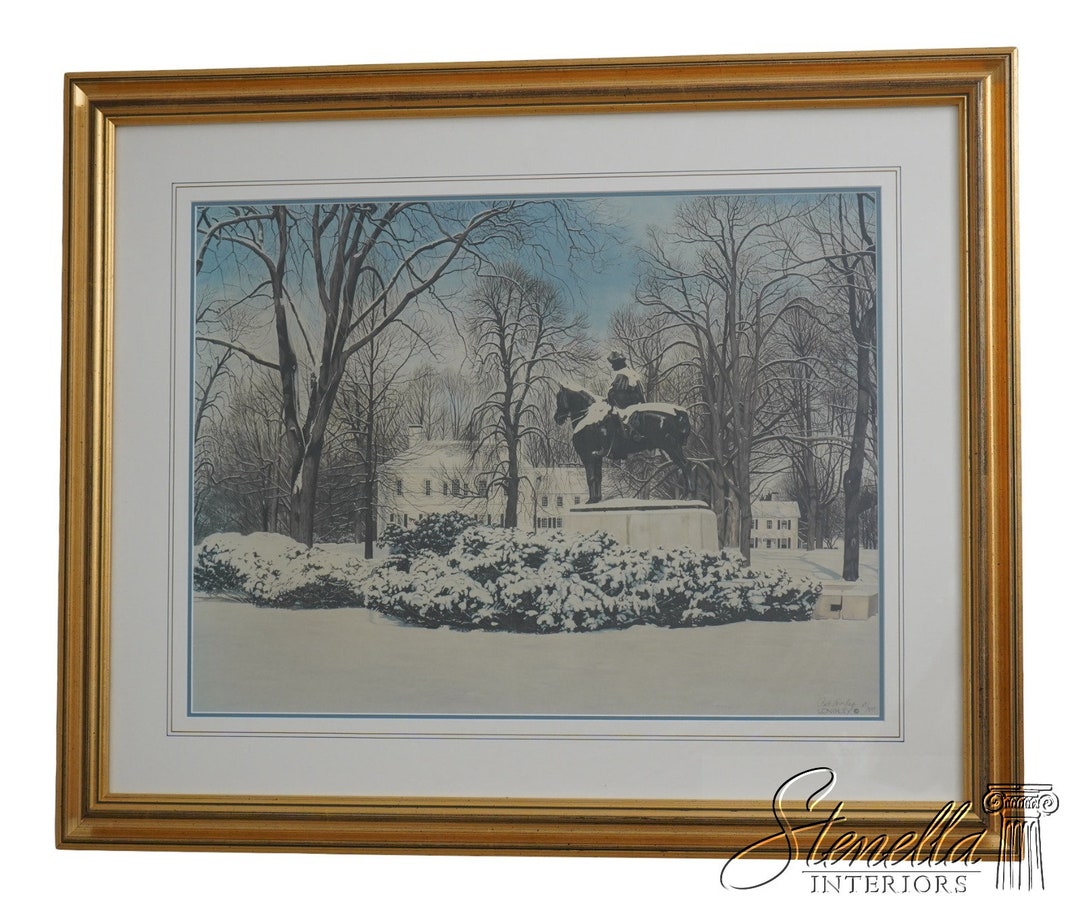 F62323EC: PAT LONGLEY Artist Signed Winter Command Ford Mansion Framed ...