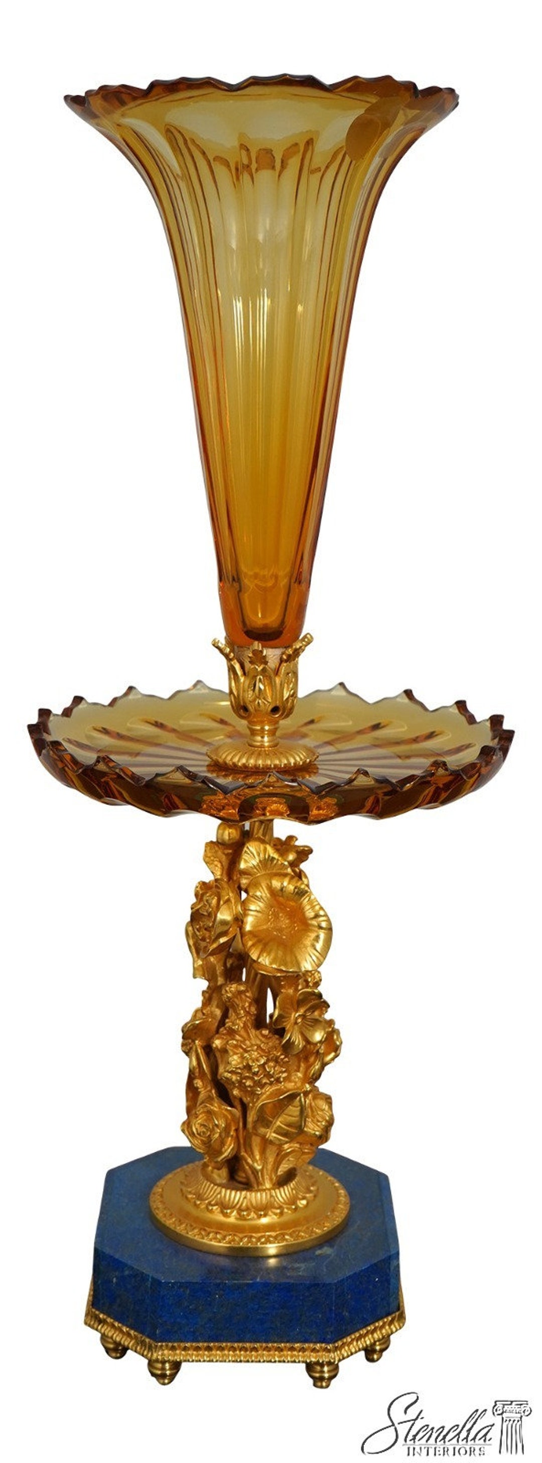 F62048EC: BALDI Italian Bronze & Amber Glass Centerpiece - Etsy