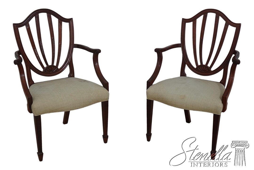 F65294EC: Pair BAKER Shield Back Mahogany Armchairs - Etsy