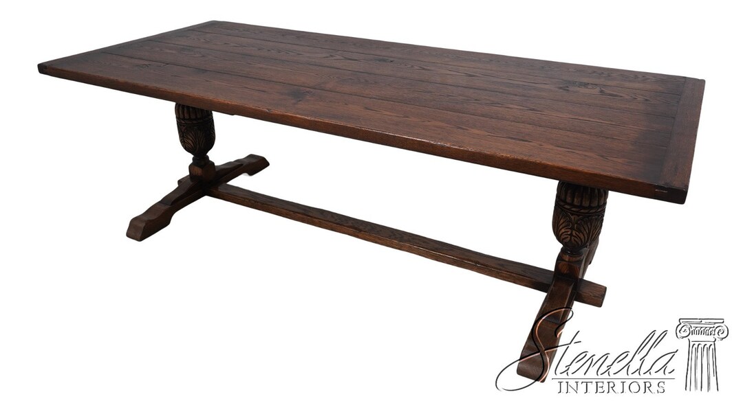 L63790EC: English Jacobean Quality Oak Trestle Dining Room Table - Etsy