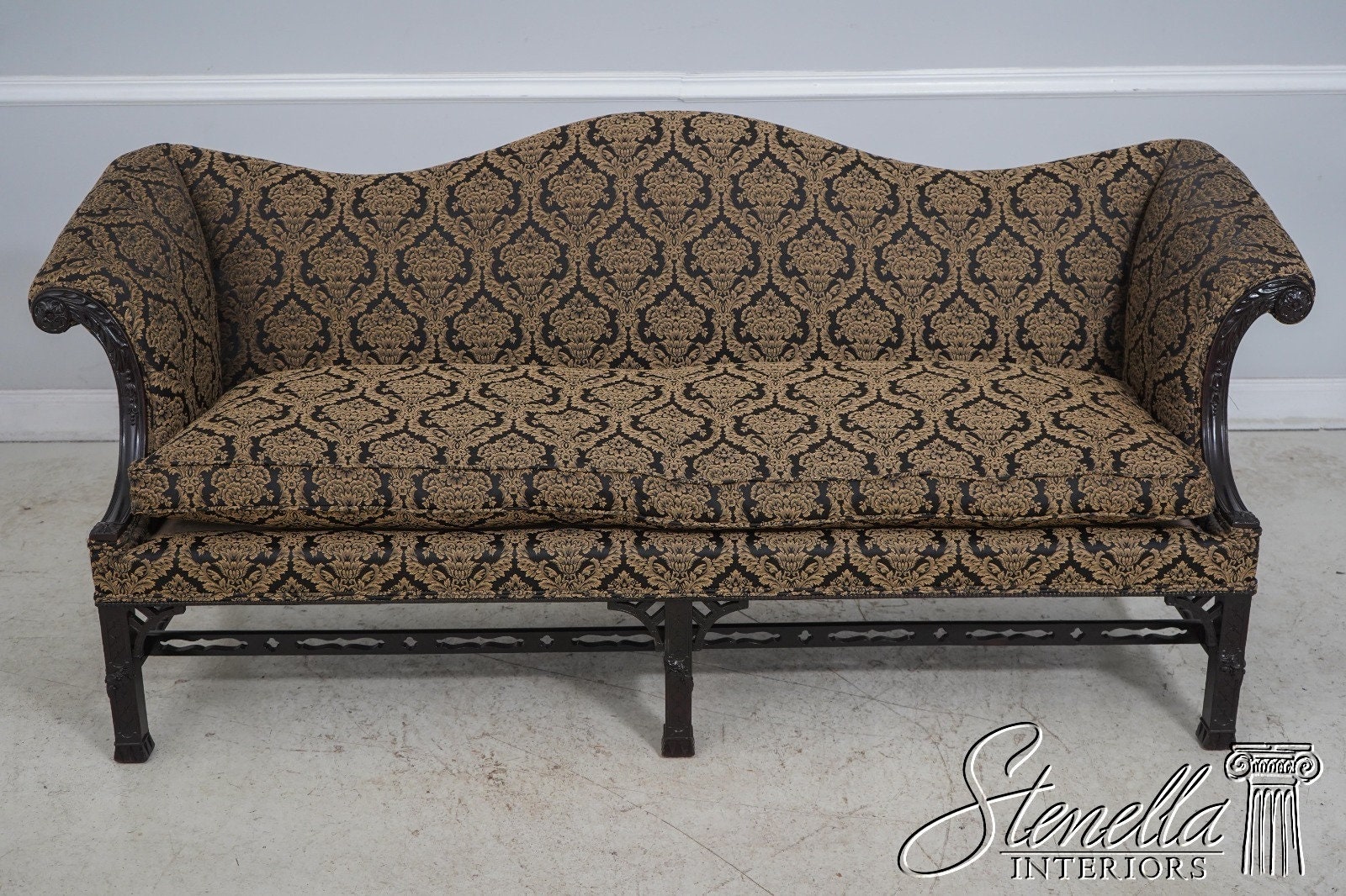 61360EC Antique Chippendale Camelback Sofa W. New Upholstery Etsy