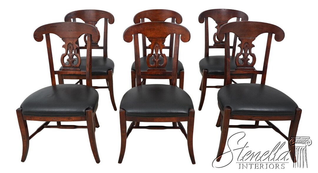 L60488EC: Set of 6 LORTS Neoclassical Distressed Finish Dining Chairs ...