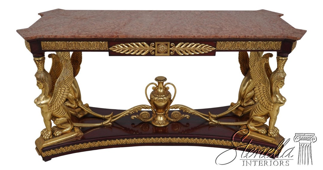 L61547EC: French Empire Full Winged Sphinx Marble Top Console - Etsy