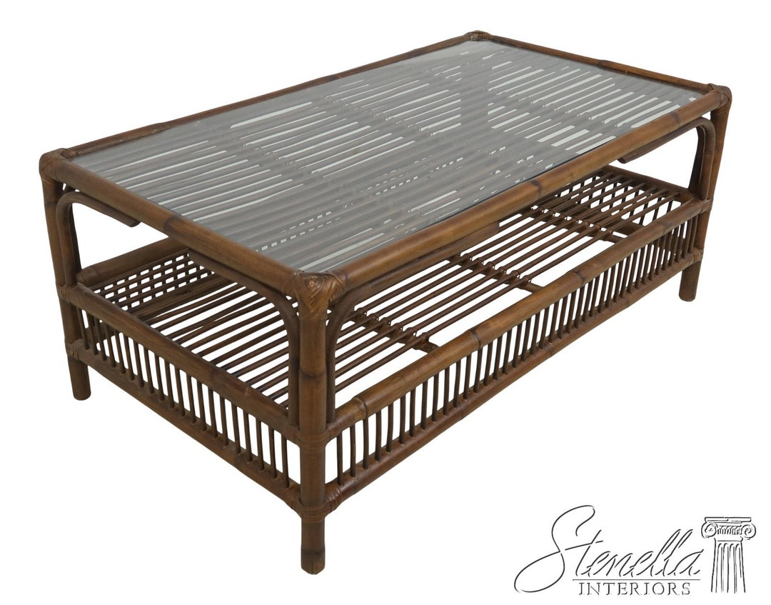 61135EC: PANAMA JACK Rattan Glass Top Caribbean Coffee Table - Etsy