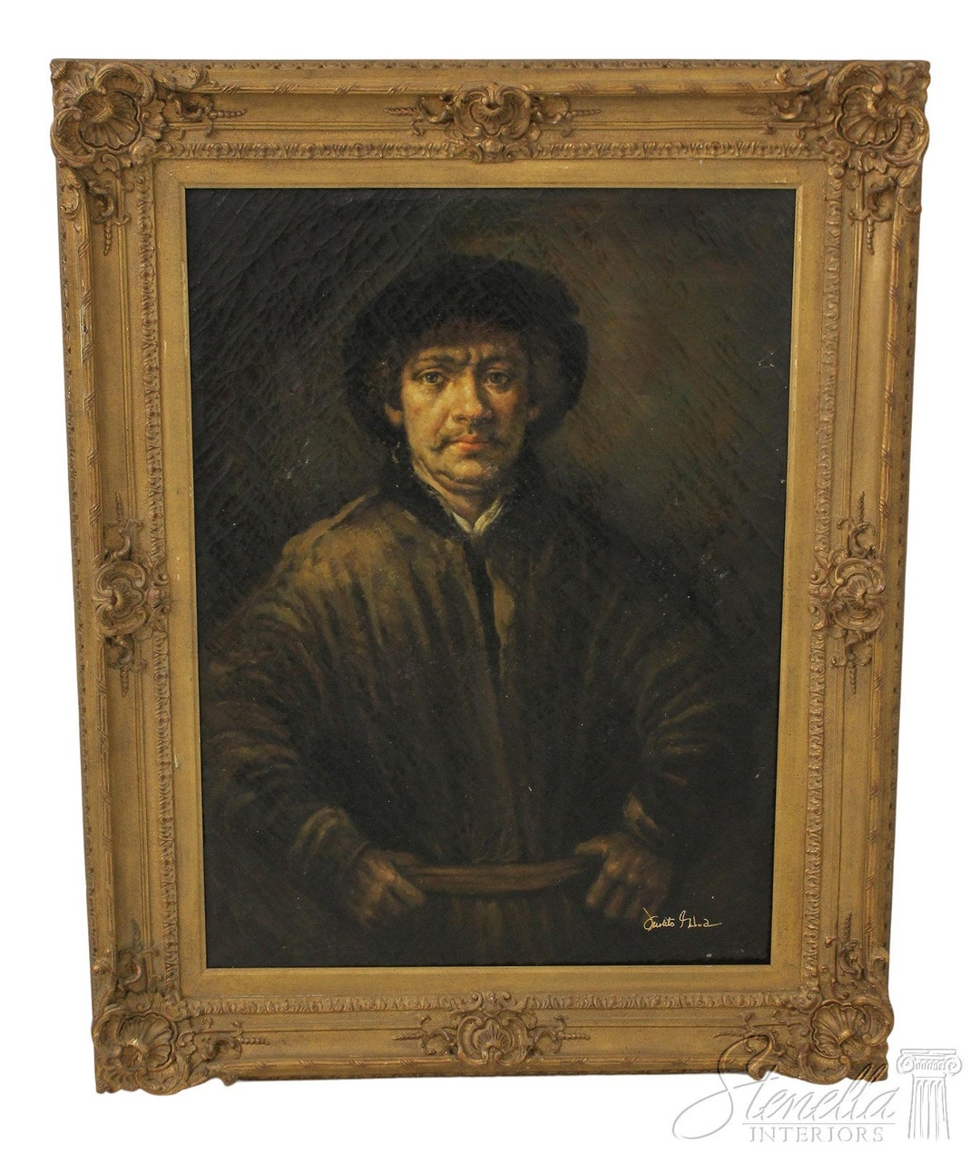 F58661EC: Large Italian Gentleman Artist Signed Oil Painting on Canvas ...