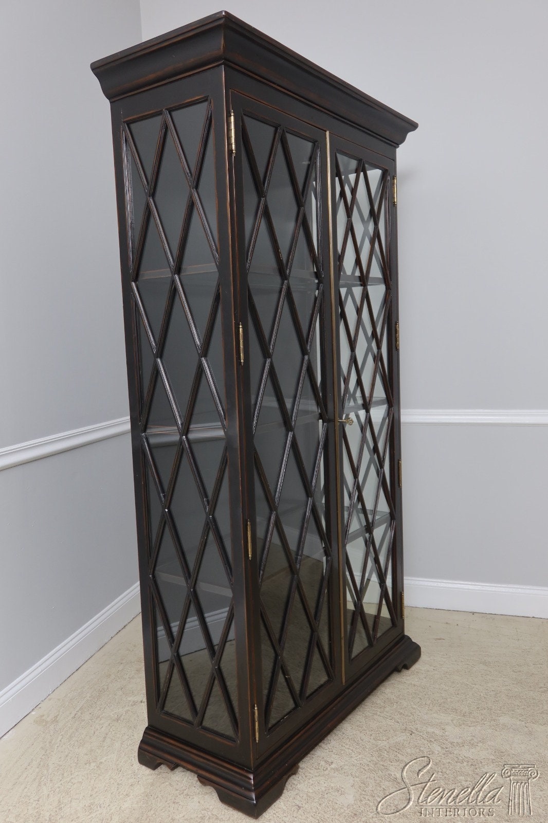 54728EC THEODORE ALEXANDER Distressed Finish Black Curio Cabinet ...