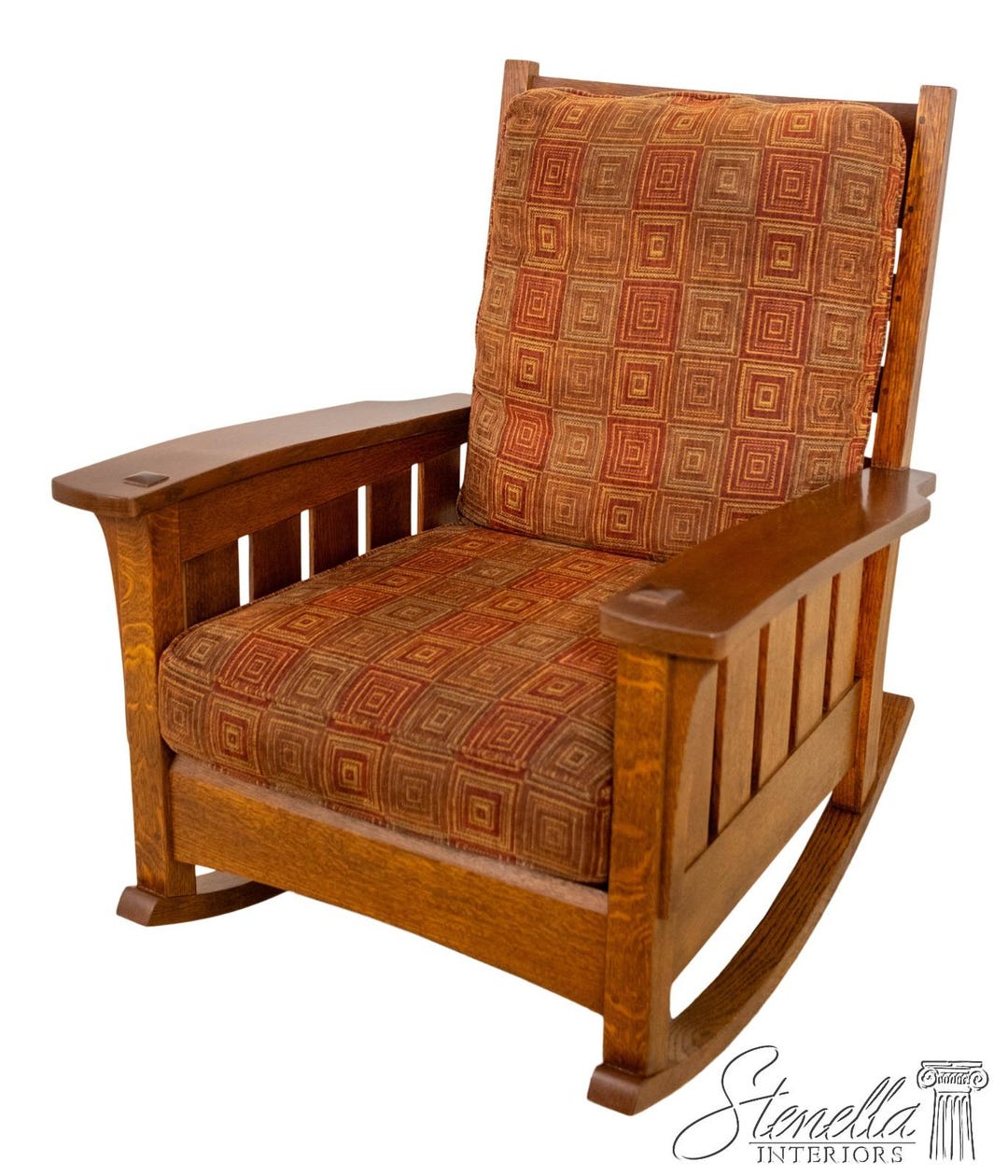 69933: STICKLEY Upholstered Large Mission Oak Rocking Chair - Etsy