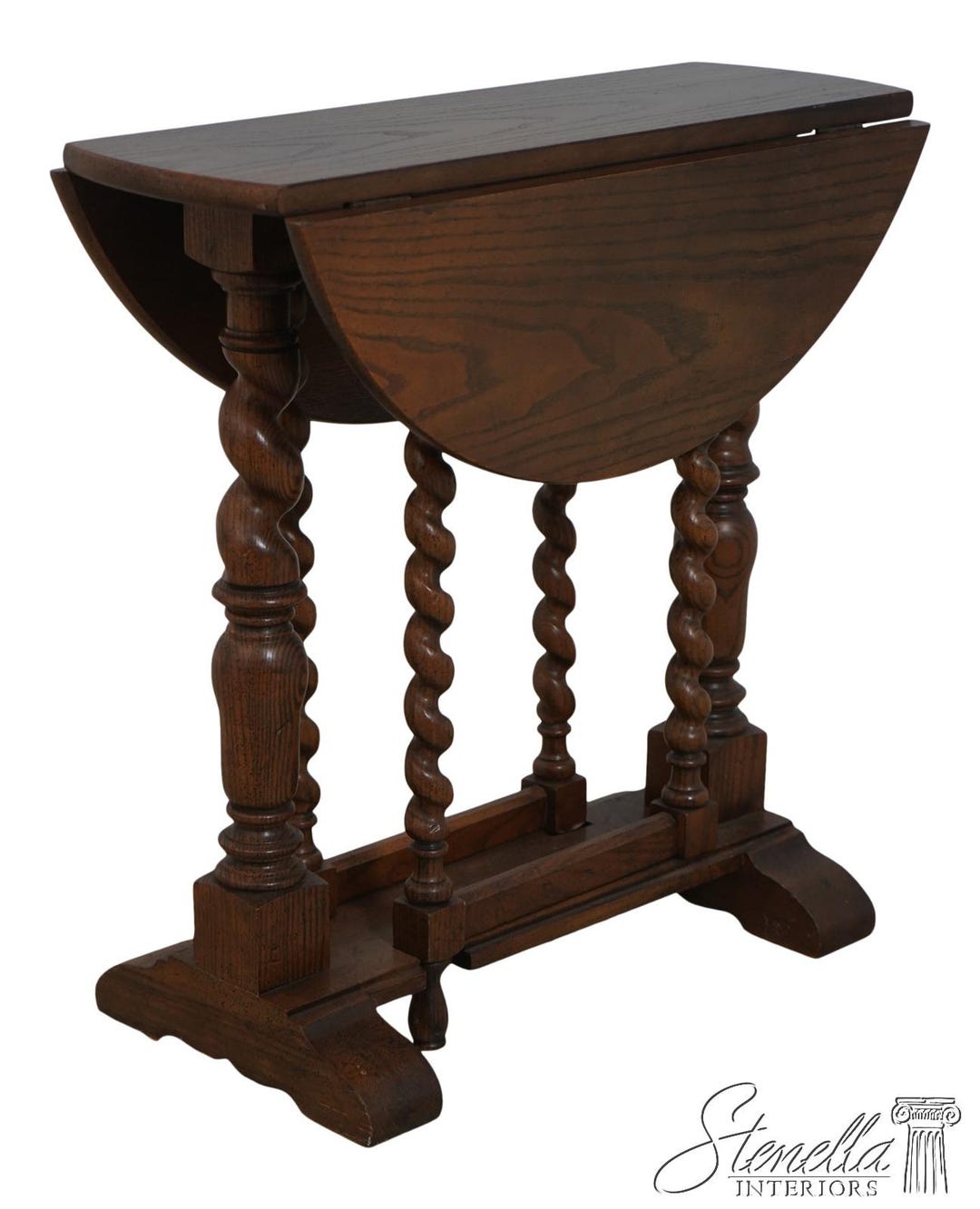 67966: BAKER Jacobean Style Oak Barely Twist Drop Leaf Table - Etsy