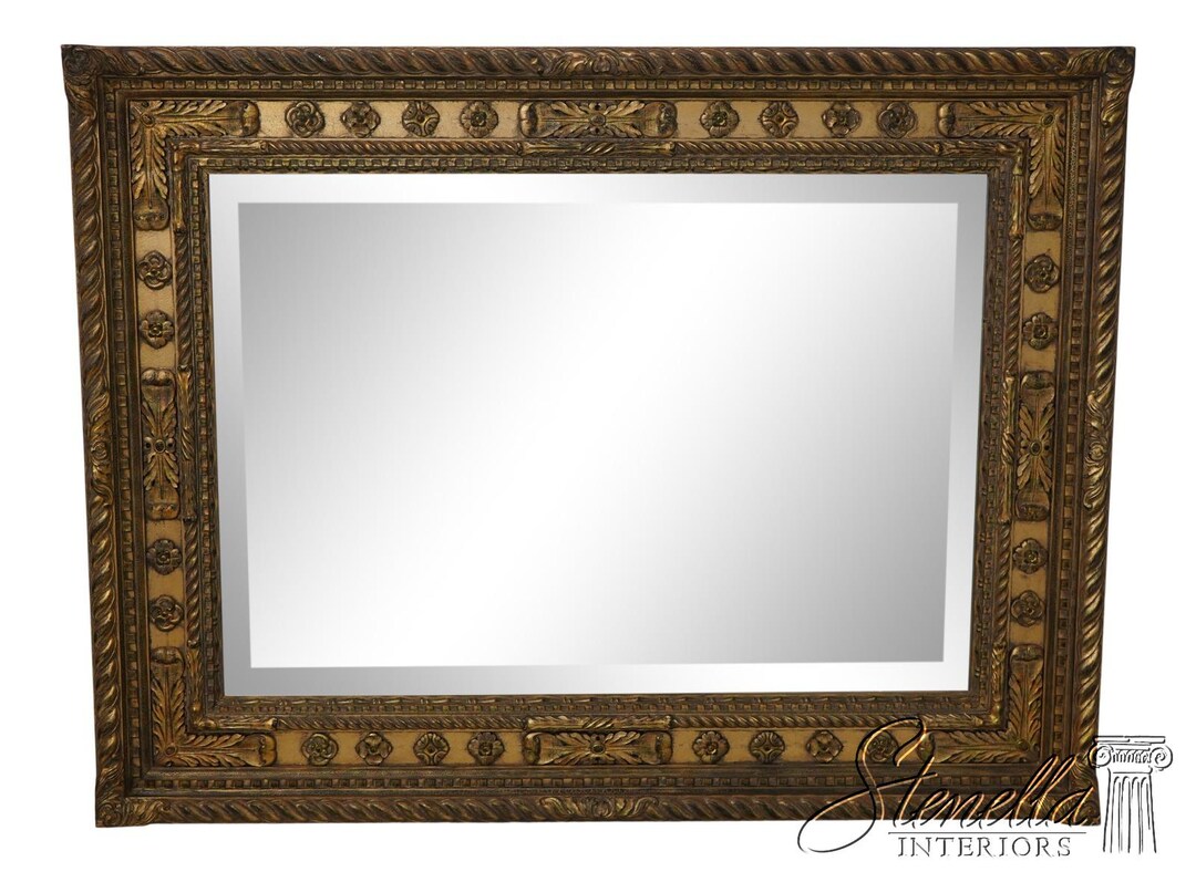 67167: Monumental Size Gold Frame Beveled Glass Wall Mirror - Etsy