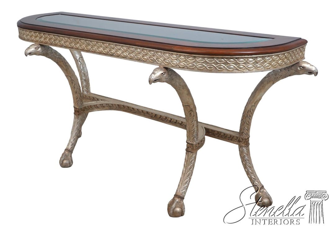 L68144: Eagle Carved Regency Style Glass Top Sofa Console Table - Etsy