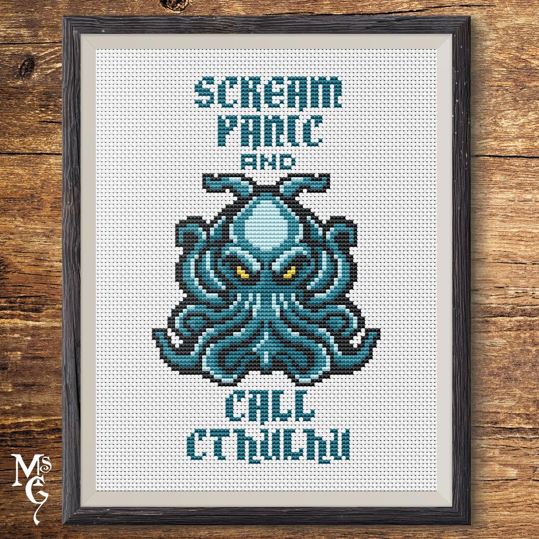 Cthulhu Cross Stitch Pattern: Scream Panic Design (PDF Pattern) - Etsy