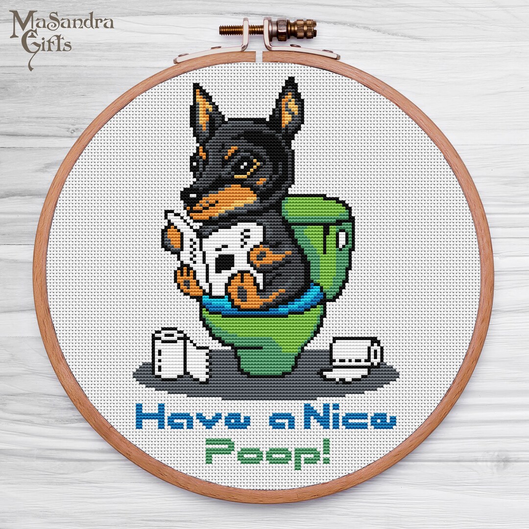 Have A Nice Poop Cross Stitch Pattern, Manchester Terrier Cross Stitch ...