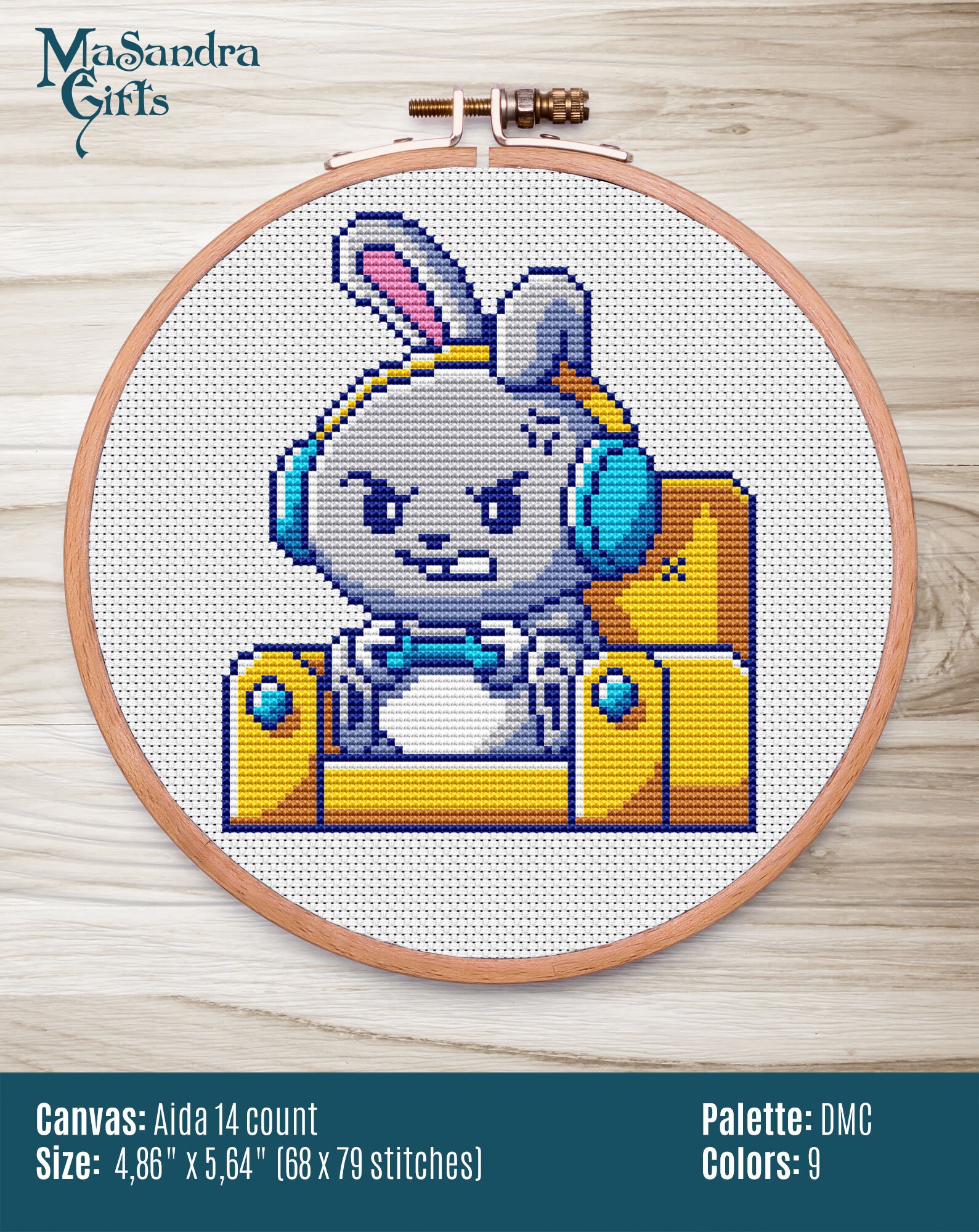 Rabbit Cross Stitch Pattern Gamer Cross Stitch Pattern | Etsy
