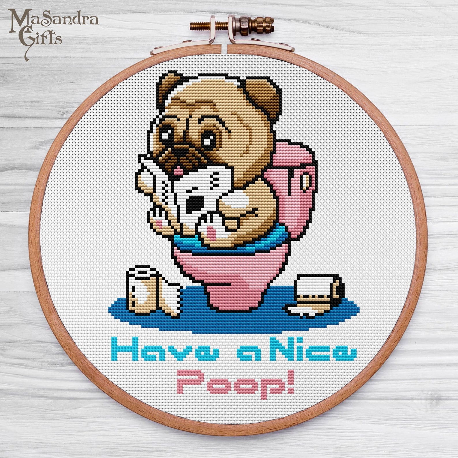 Have A Nice Poop Cross Stitch Pattern Pug Dog Cross Stitch | Etsy