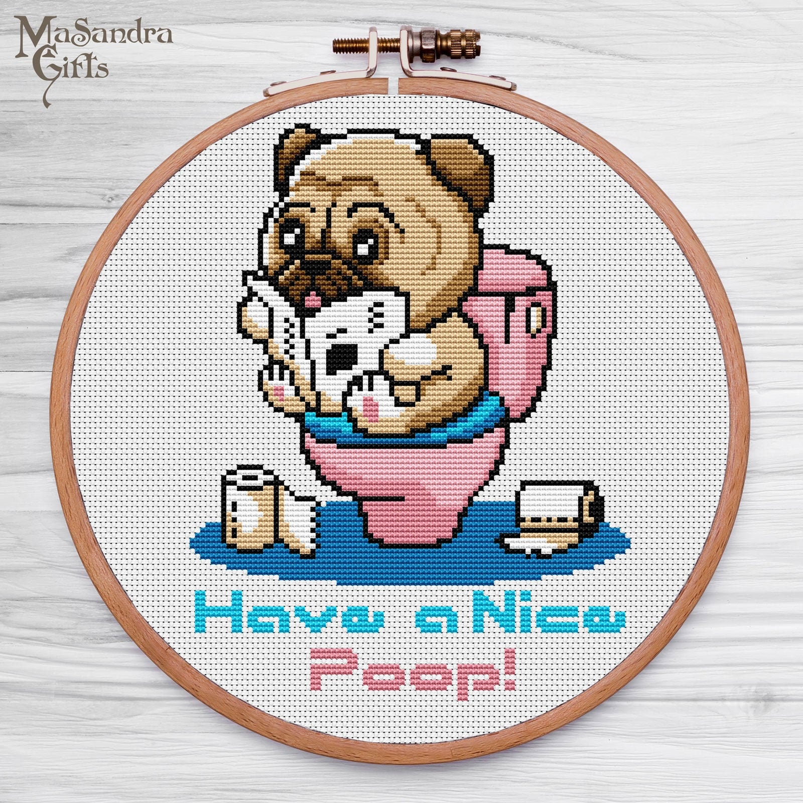 Have A Nice Poop Cross Stitch Pattern Pug Dog Cross Stitch | Etsy