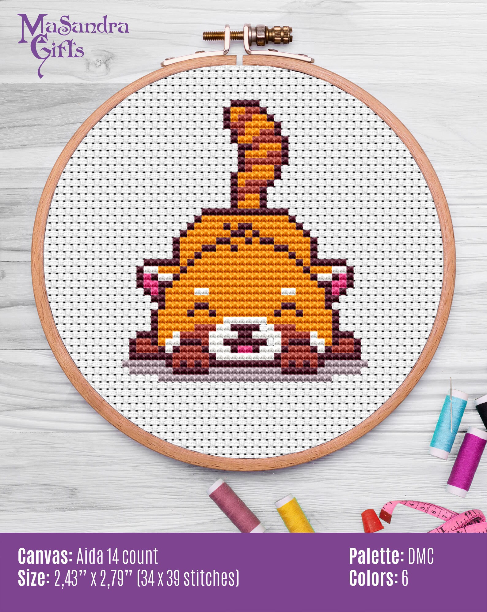 Red Panda Cross Stitch Pattern Mini Cross Stitch Pattern | Etsy