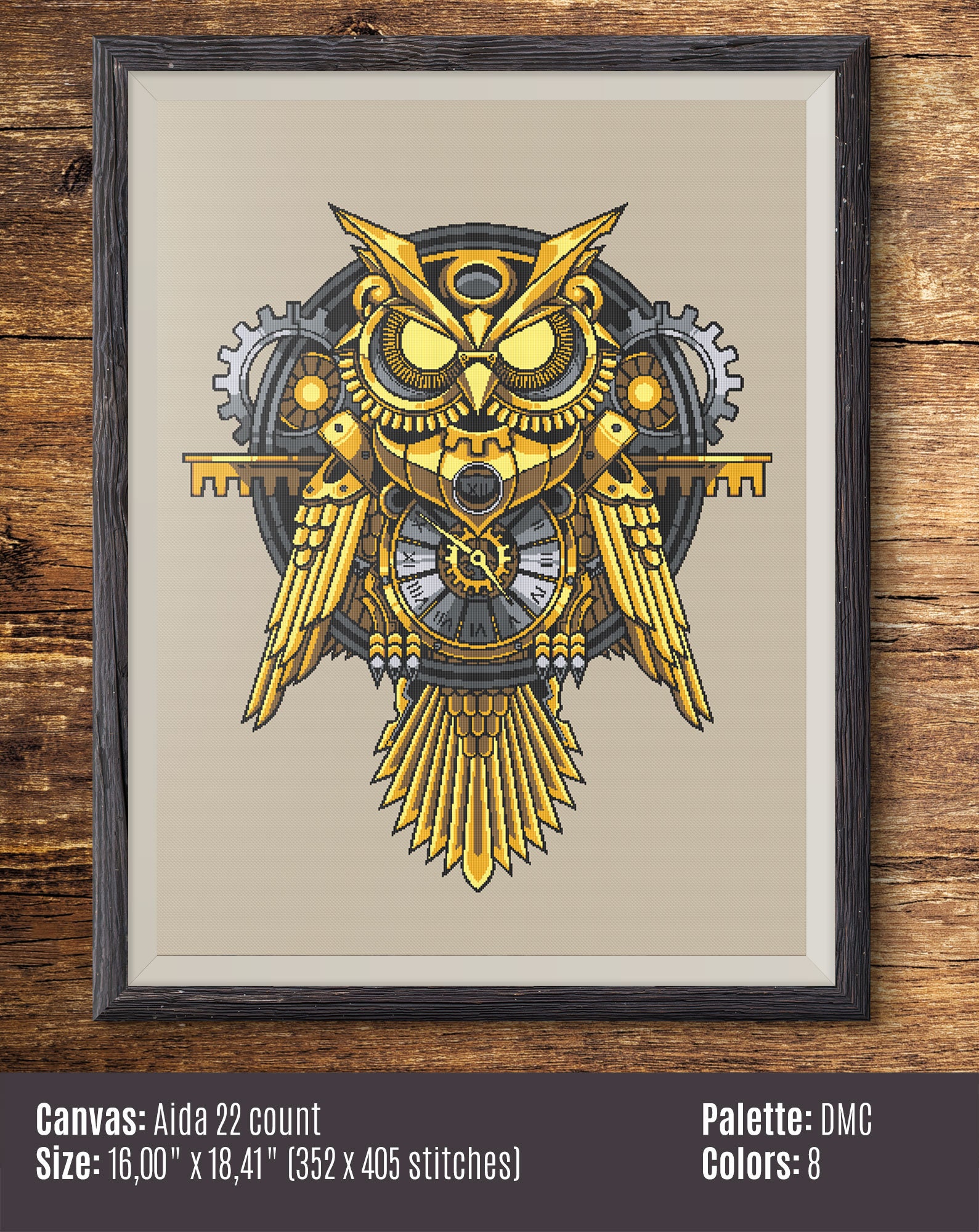 Steampunk Owl Cross Stitch Pattern Steampunk Cross Stitch | Etsy