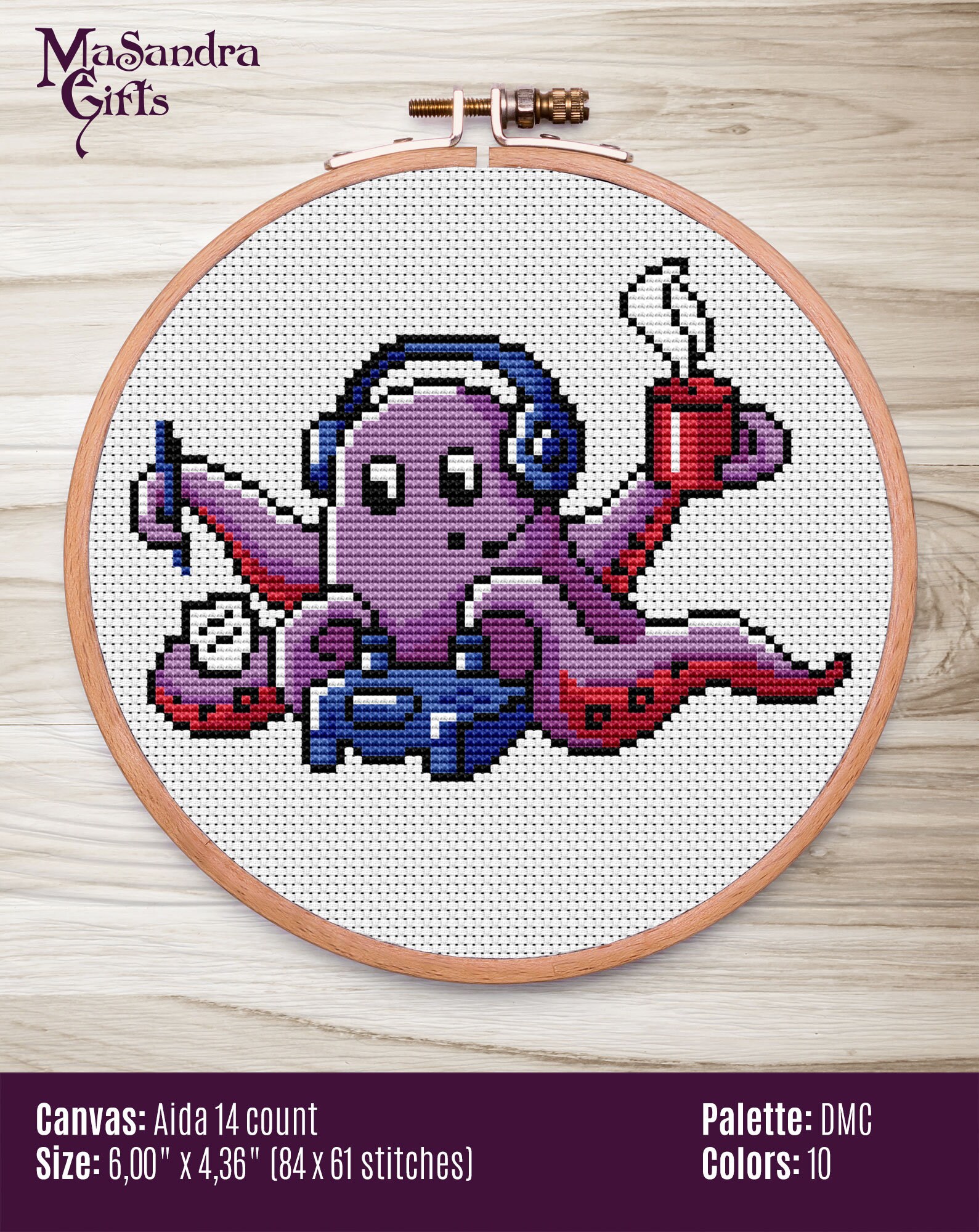 Octopus Cross Stitch Pattern Gamer Cross Stitch Pattern - Etsy