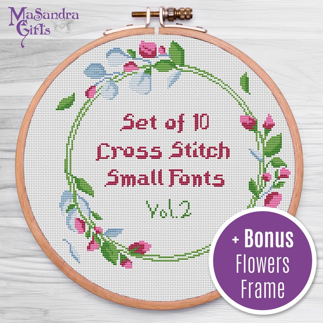 Set of 10 SMALL Cross Stitch Fonts Pattern + Bonus. Vol.2 - Etsy