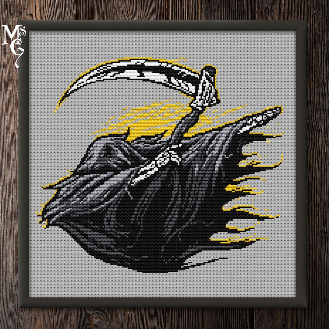 Dabbing Reaper Cross Stitch Pattern, Halloween Cross Stitch Pattern - Etsy