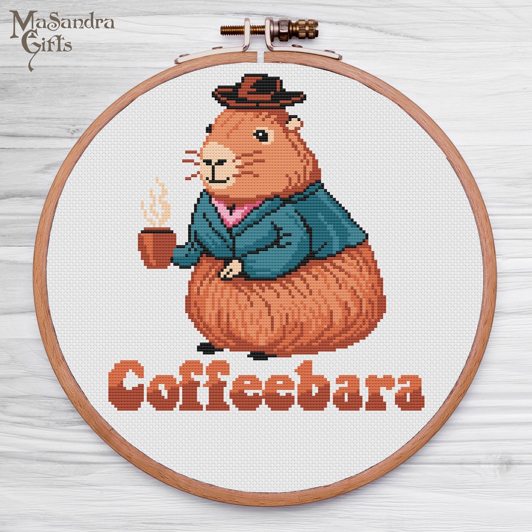 Coffeebara Capybara Cross Stitch Pattern: Coffee Lover Gift (PDF Pattern) - Etsy