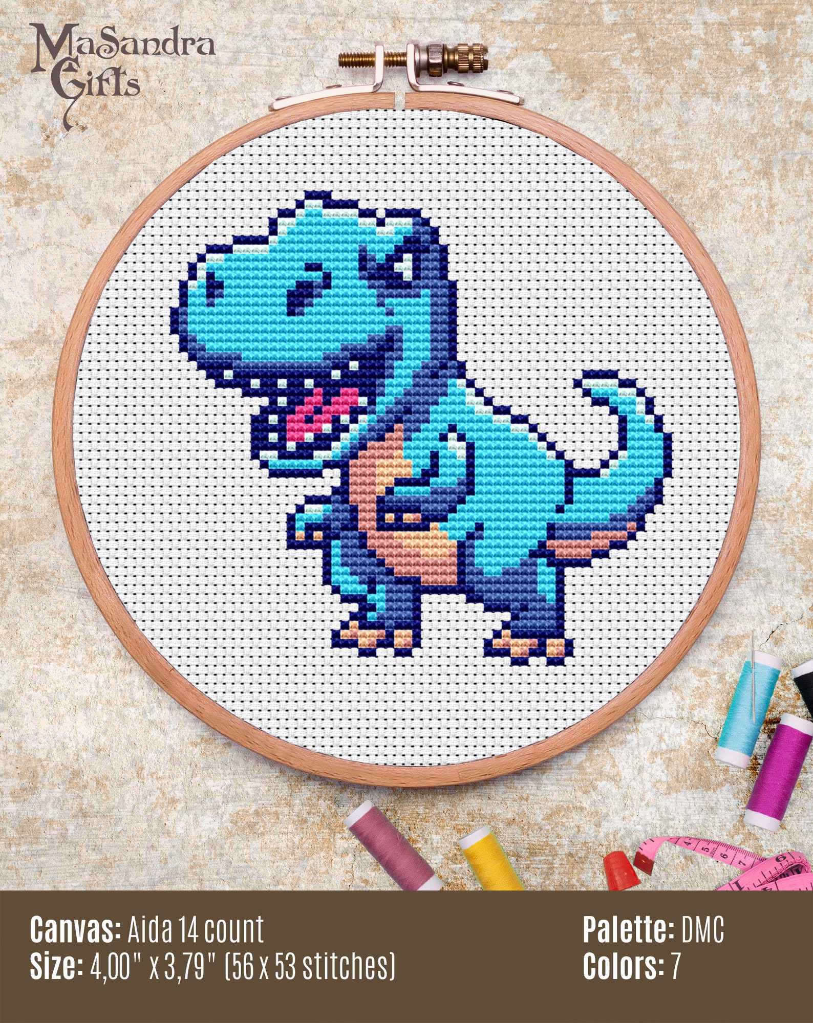 Dino Cross Stitch Pattern, T-rex Cross Stitch Pattern - Etsy