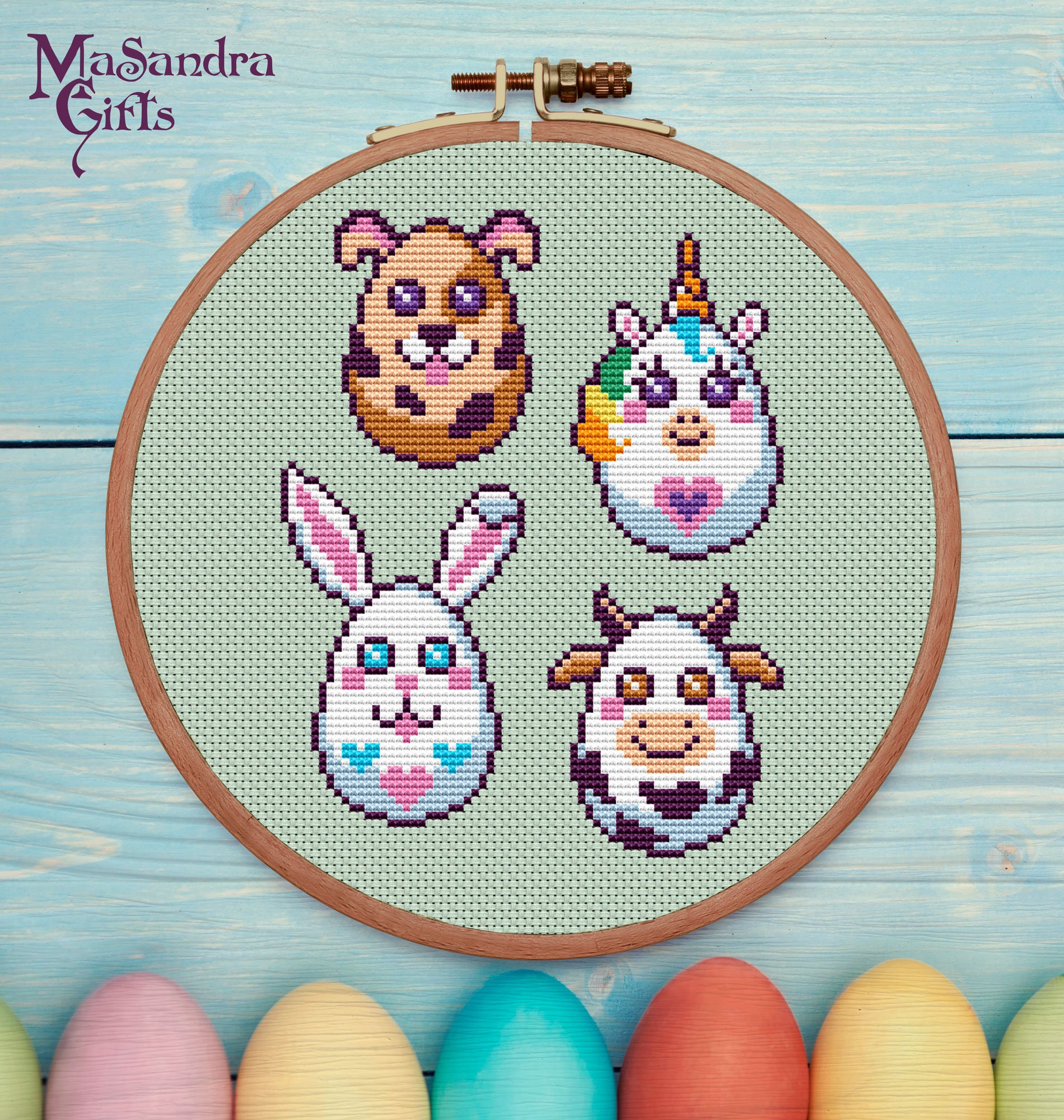Easter Eggs Stitch Pattern Funny Animals Cross Stitch Pattern | Etsy