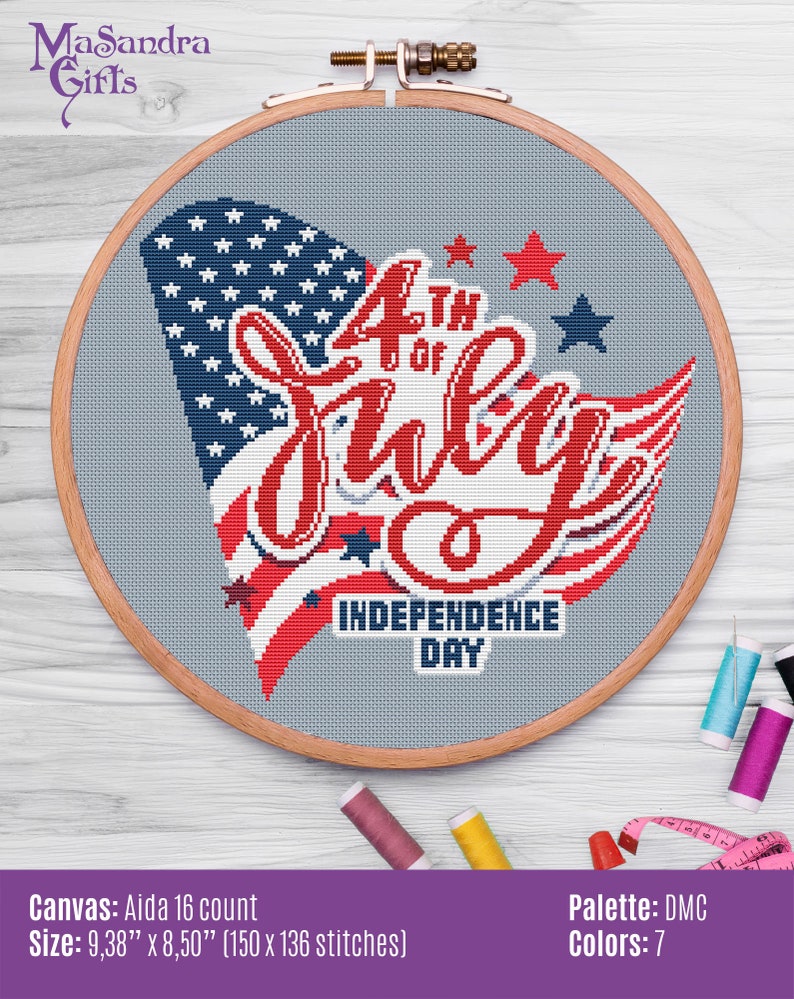 4th of July Cross Stitch Pattern - Etsy